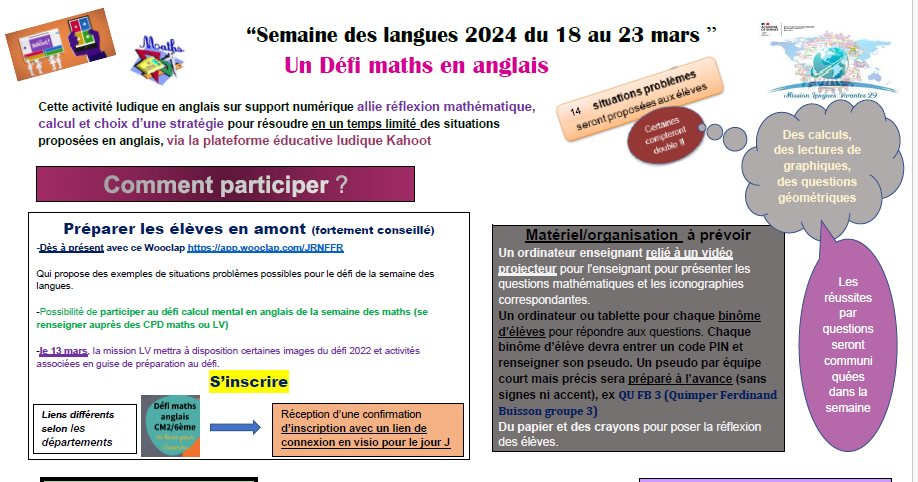 Défi maths en anglais | Genially