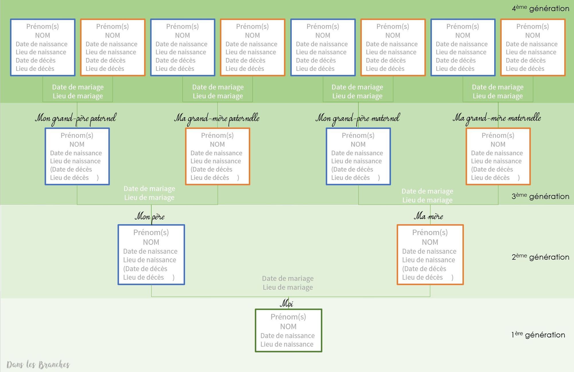 Arbre Généalogique Quatre générations | Genially