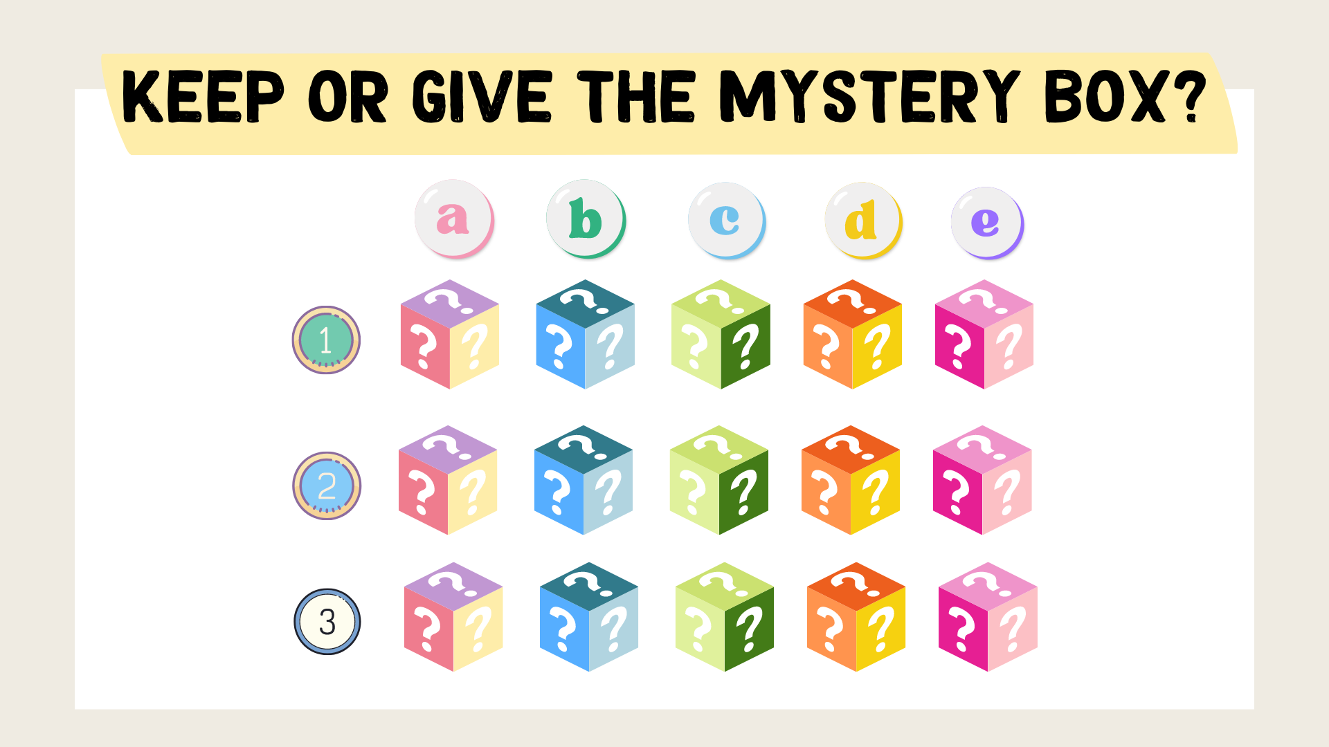 Keep or give the mystery box | Genially