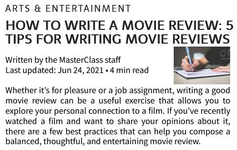 Writing a film review (Première) | Genially