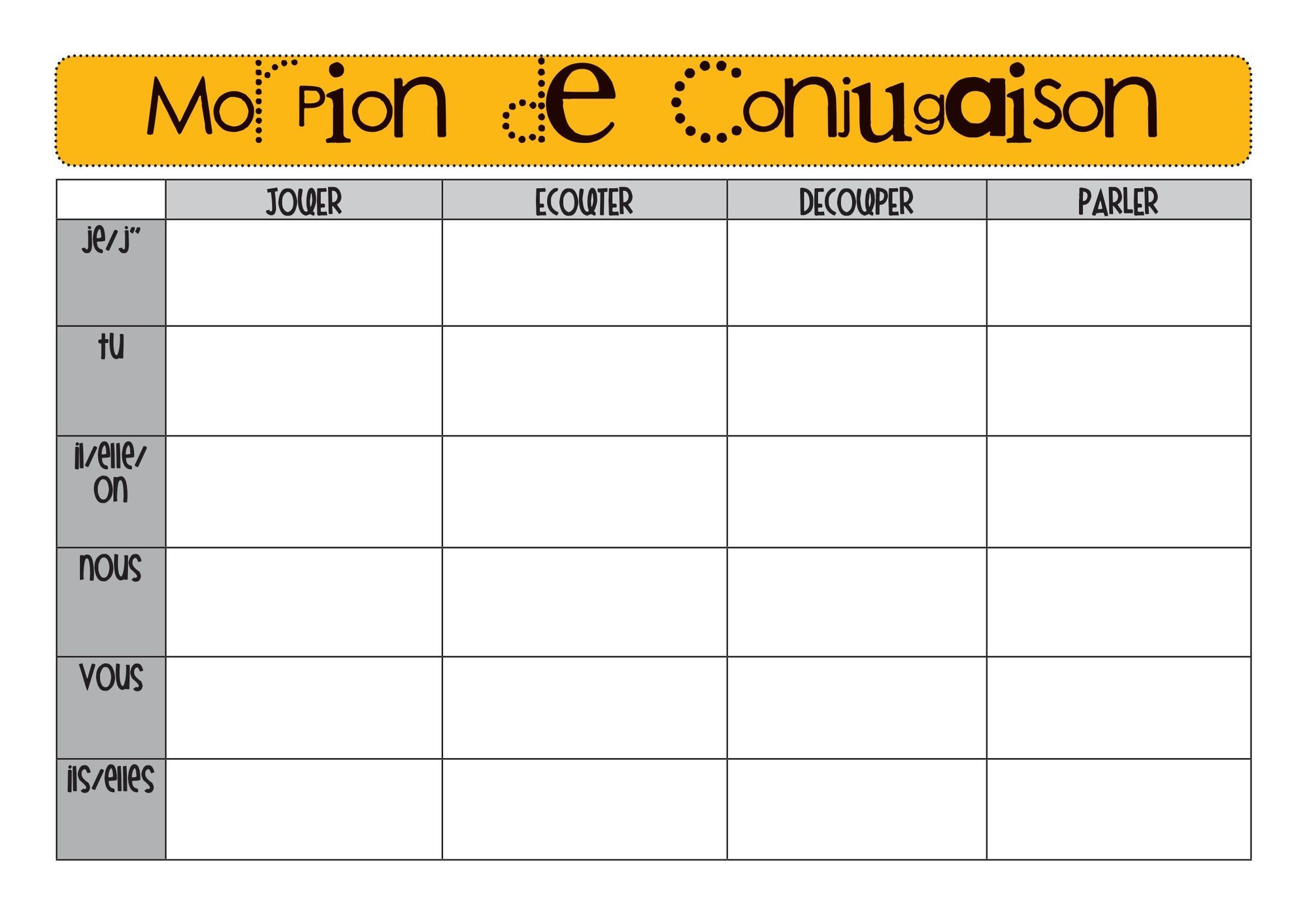 Morpions de conjugaison | Genially