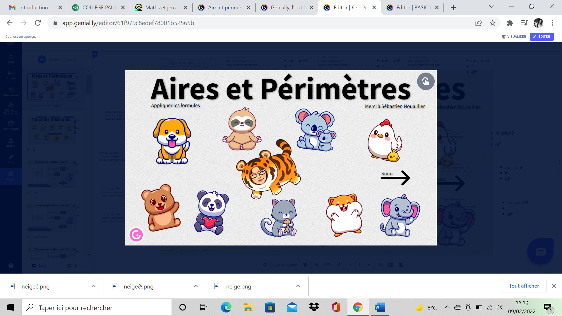 Aire et périmètre créé par Mme AZIZA