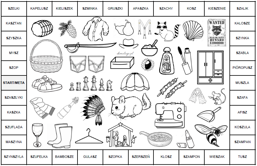 Gra planszowa z głoską sz domologo.pl