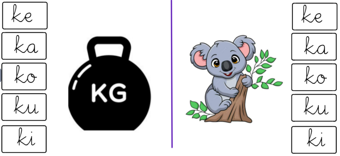 RECONOCER LAS SÍLABAS LETRA K