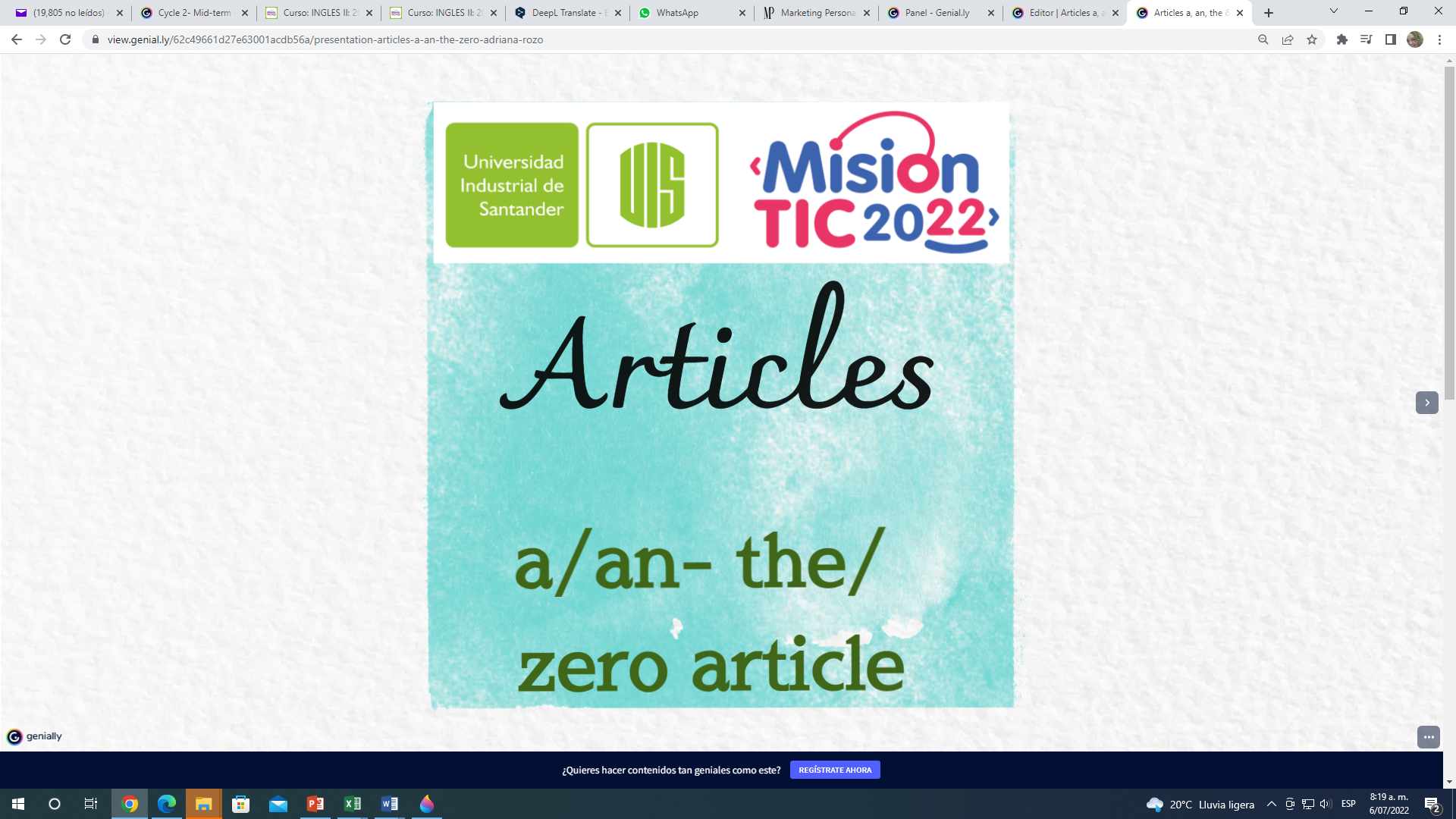 Articles a, an, and the | Genially