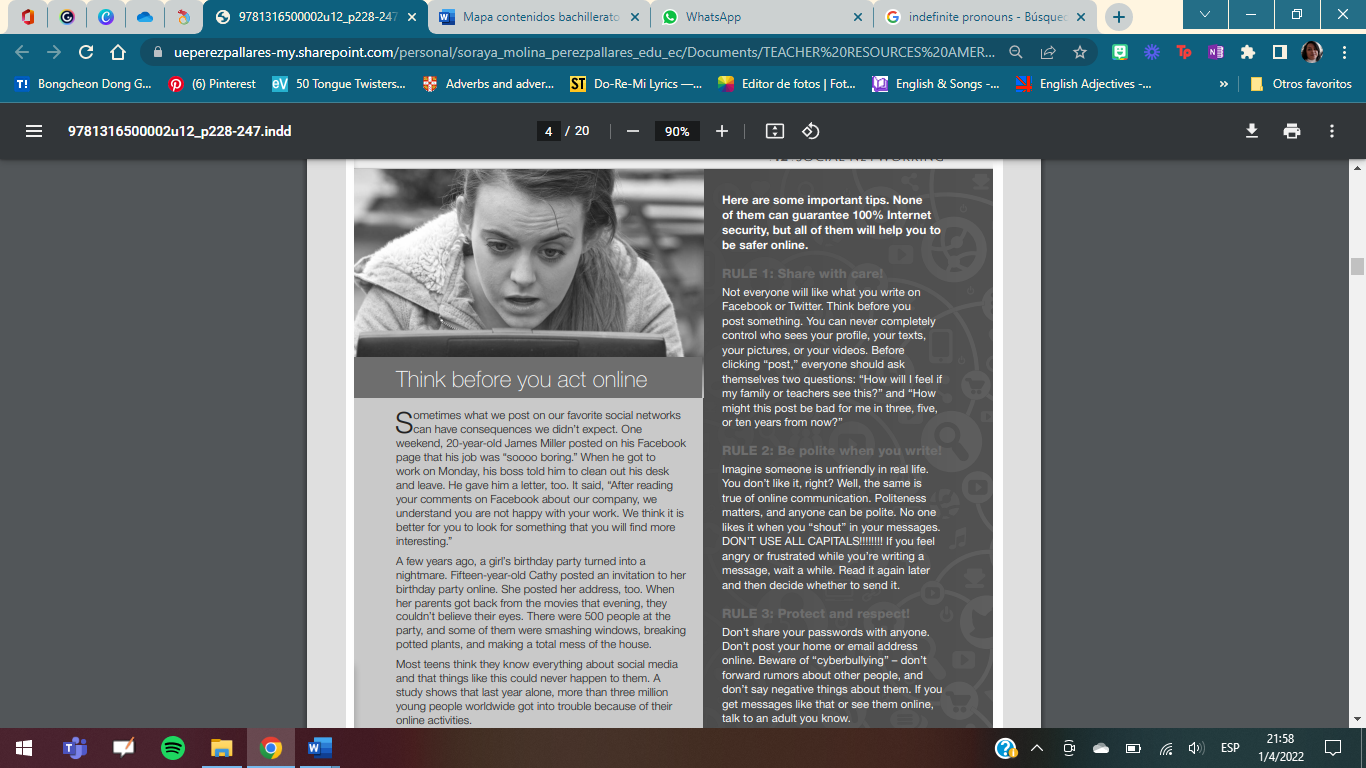 READING THINK BEFORE YOU ACT ONLINE | Genially