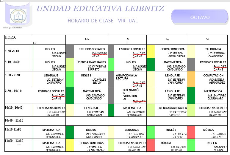 HORARIO VIRTUAL 8VO EGB 2023-2024