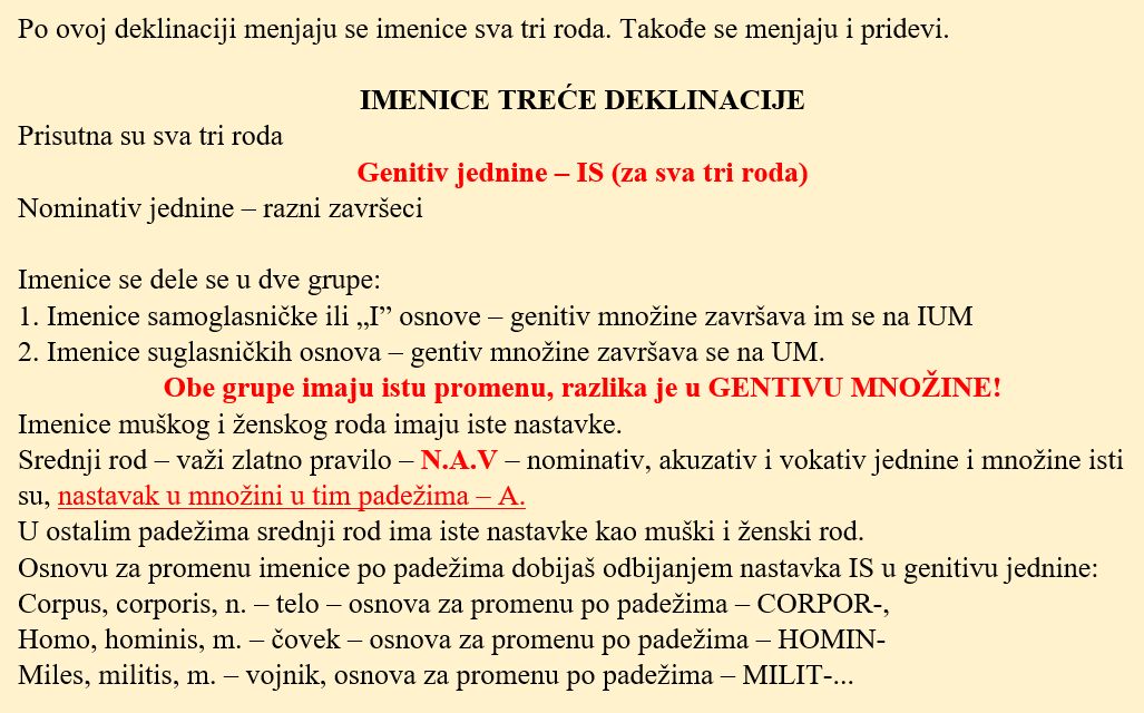IMENICE TREĆE DEKLINACIJE - CERTAMEN. | Genially