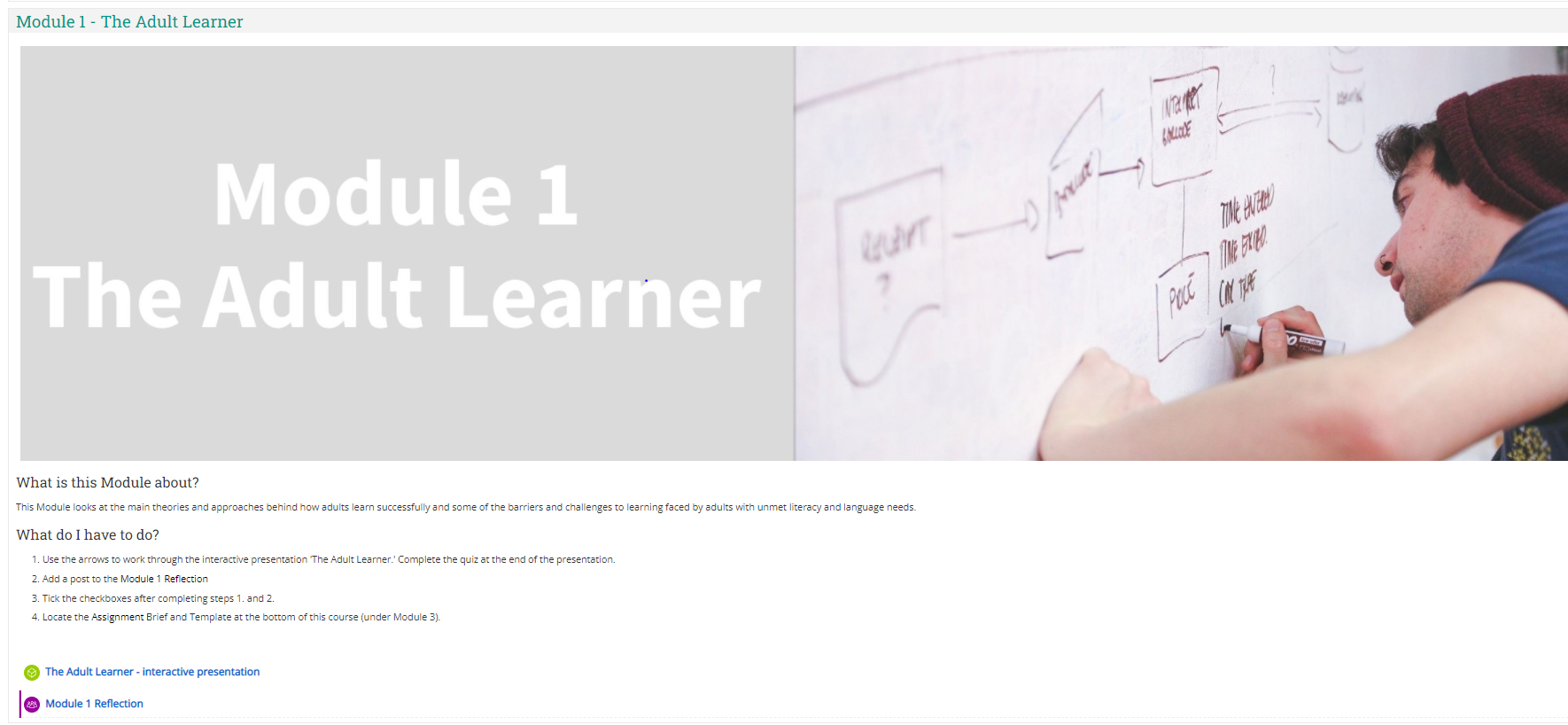 Moodle VLE layout