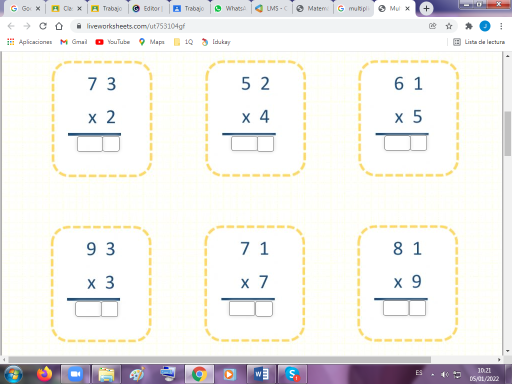 Multiplicación de un número de tres cifras por otro de una cifra