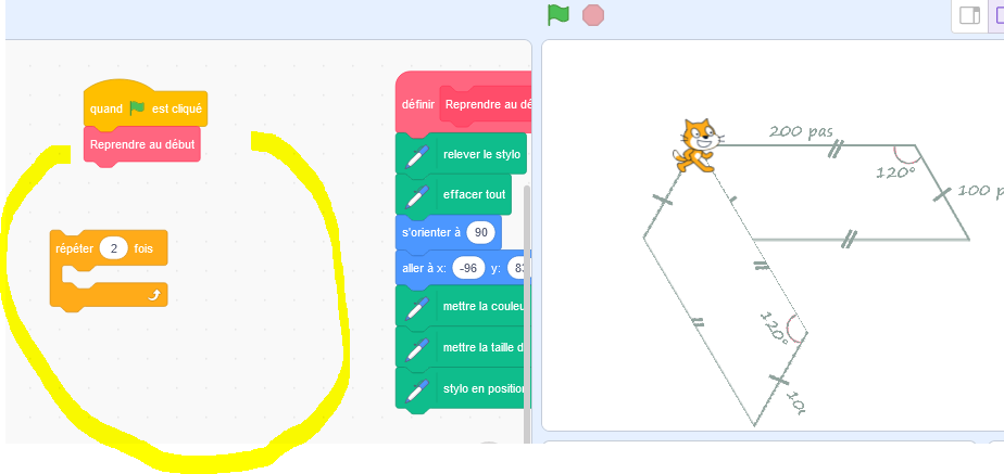SCRATCH: parallélogrammes et boucles