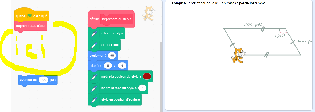 SCRATCH: parallélogrammes et boucles