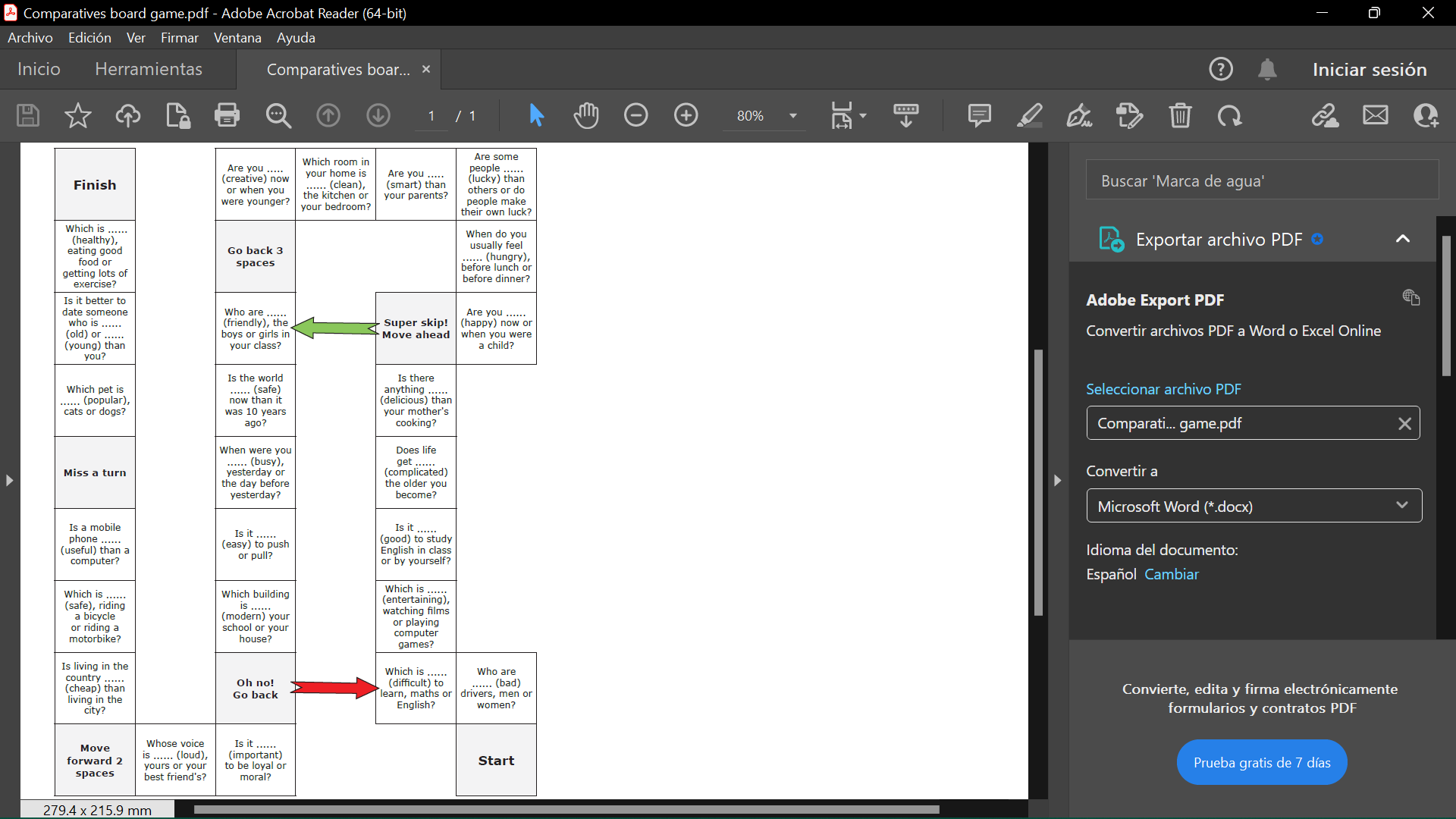 Comparatives Board Game | Genially