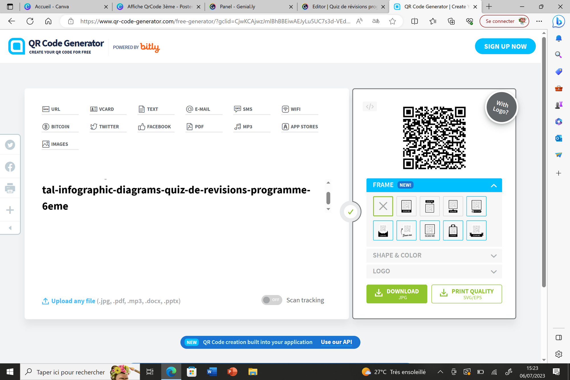 Quiz de révisions programme 6ème | Genially