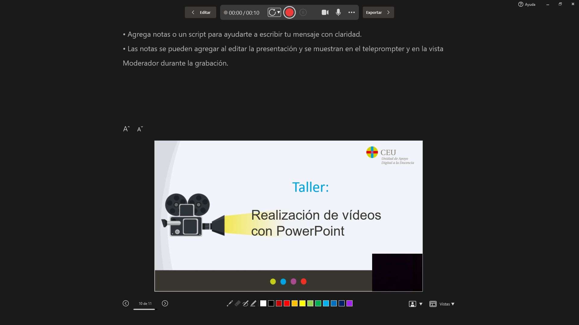 Vista de grabación en PowerPoint | Genially