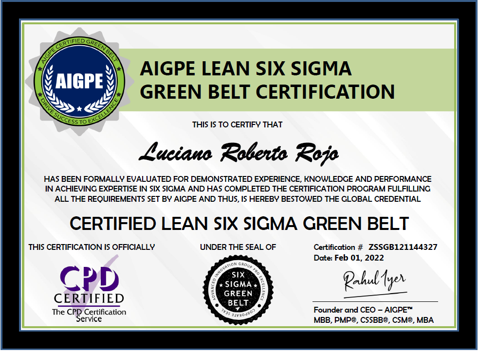 Green Belt Certificate | Genially