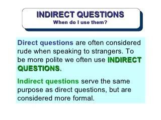 Indirect Question Activity | Genially