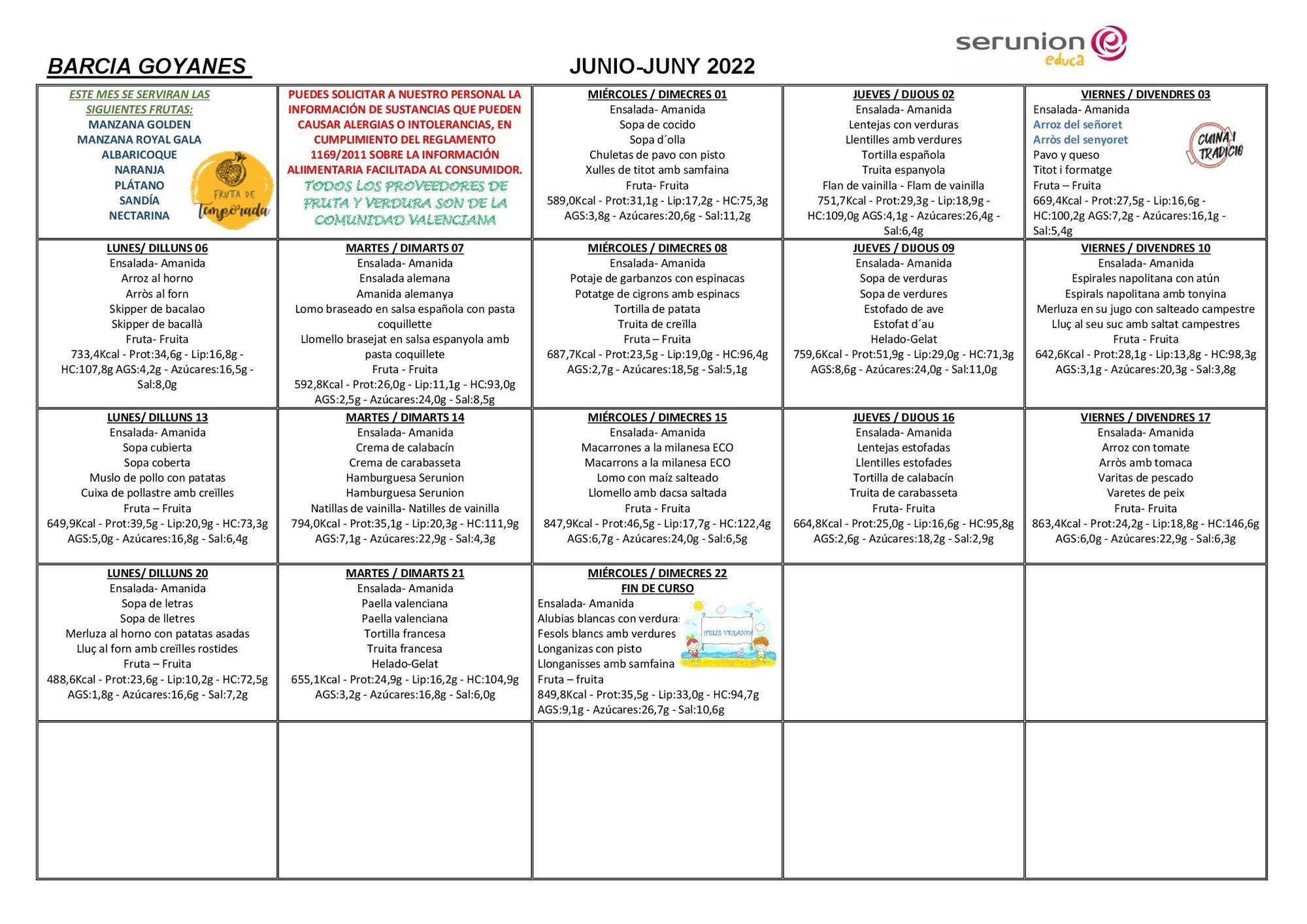 Menús Comedor | Genially