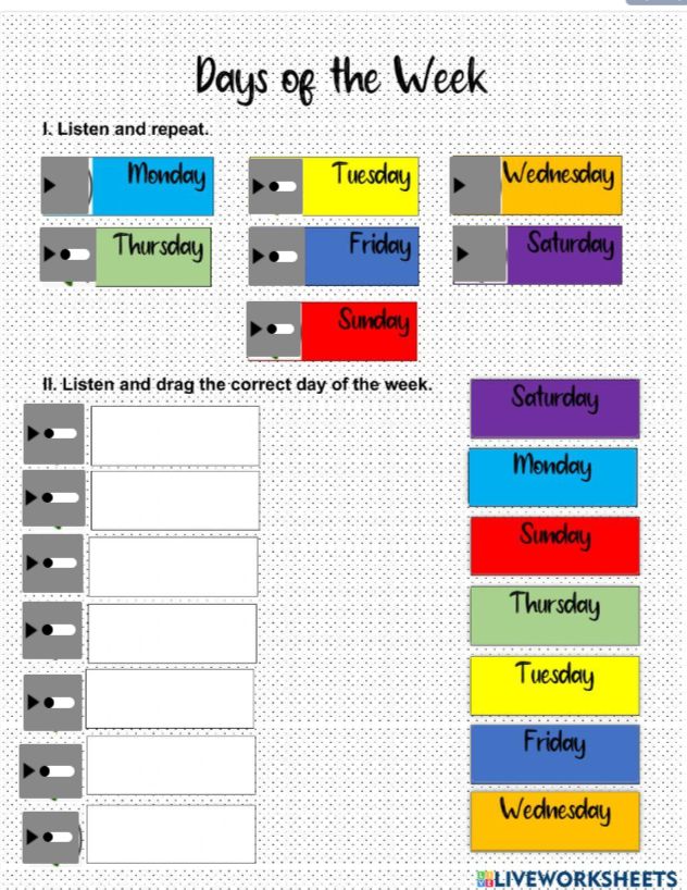 Days of the week | Genially
