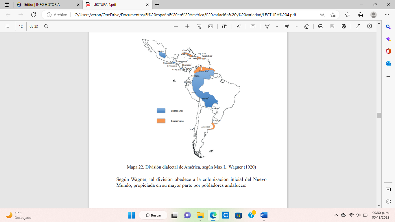 División dialectal del español de América | Genially