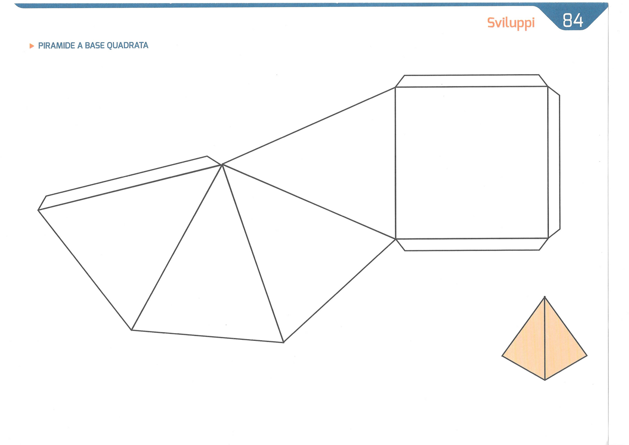 Piramide a base quadrata - proiezioni ortogonali