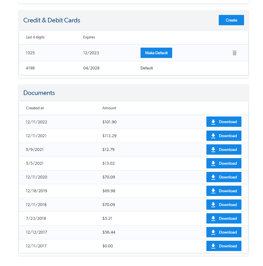 Credit card and prepaid billing