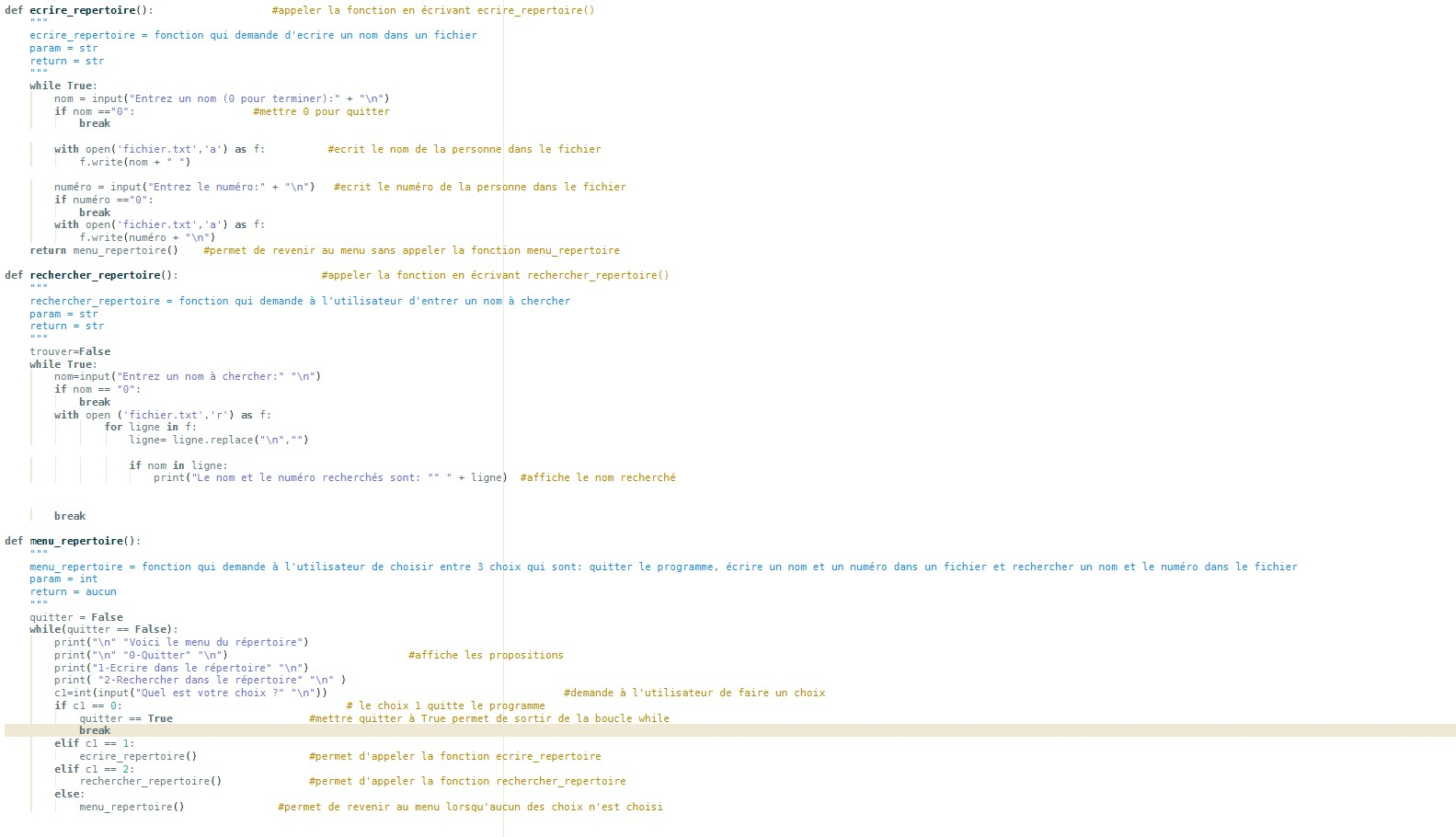 Projet création d'un répertoire