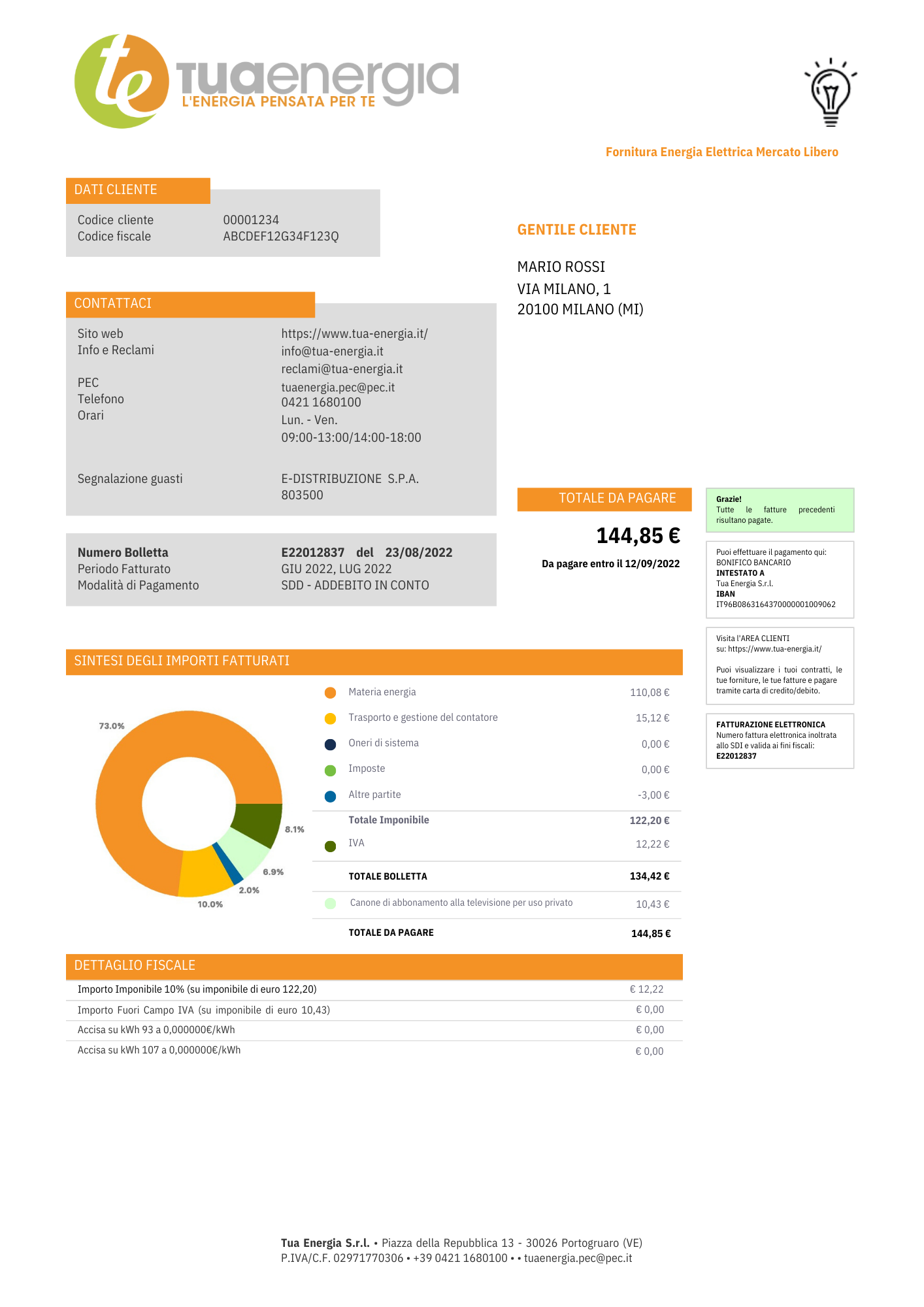 Guida alla bolletta e glossario - Tua Energia