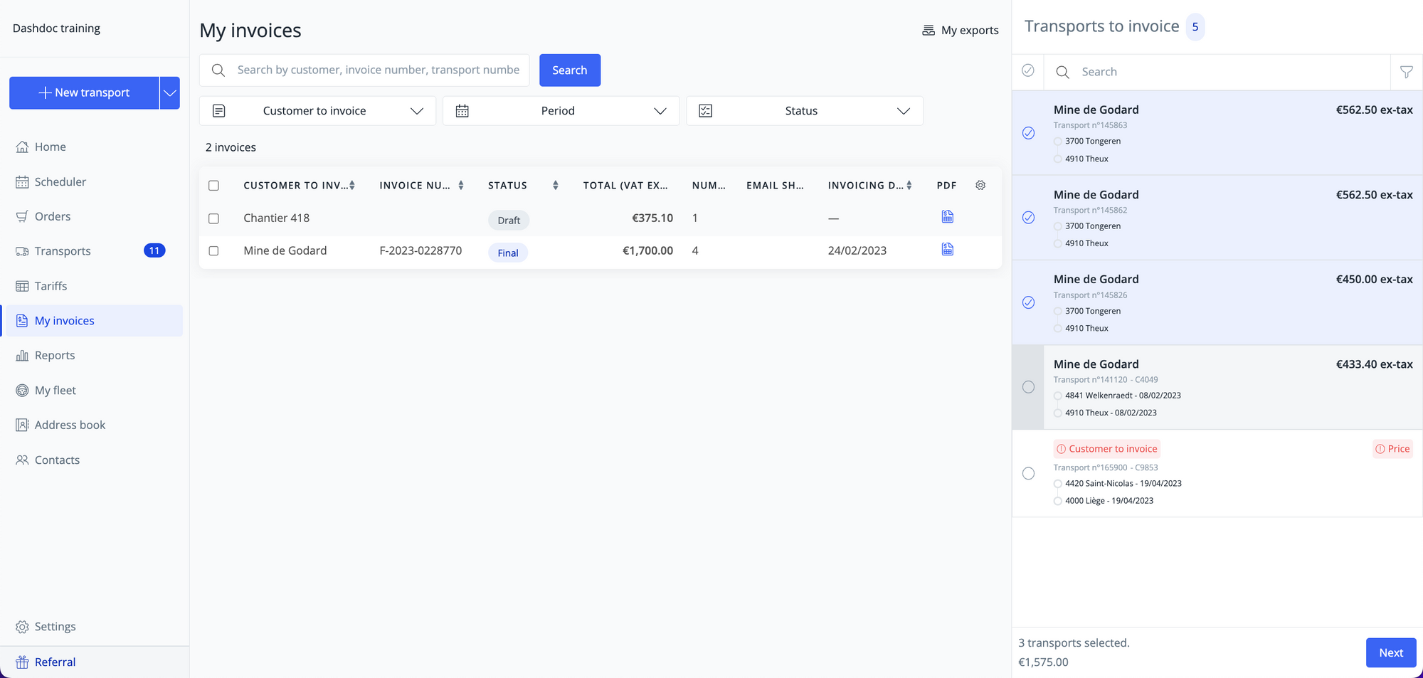 Create a draft invoice