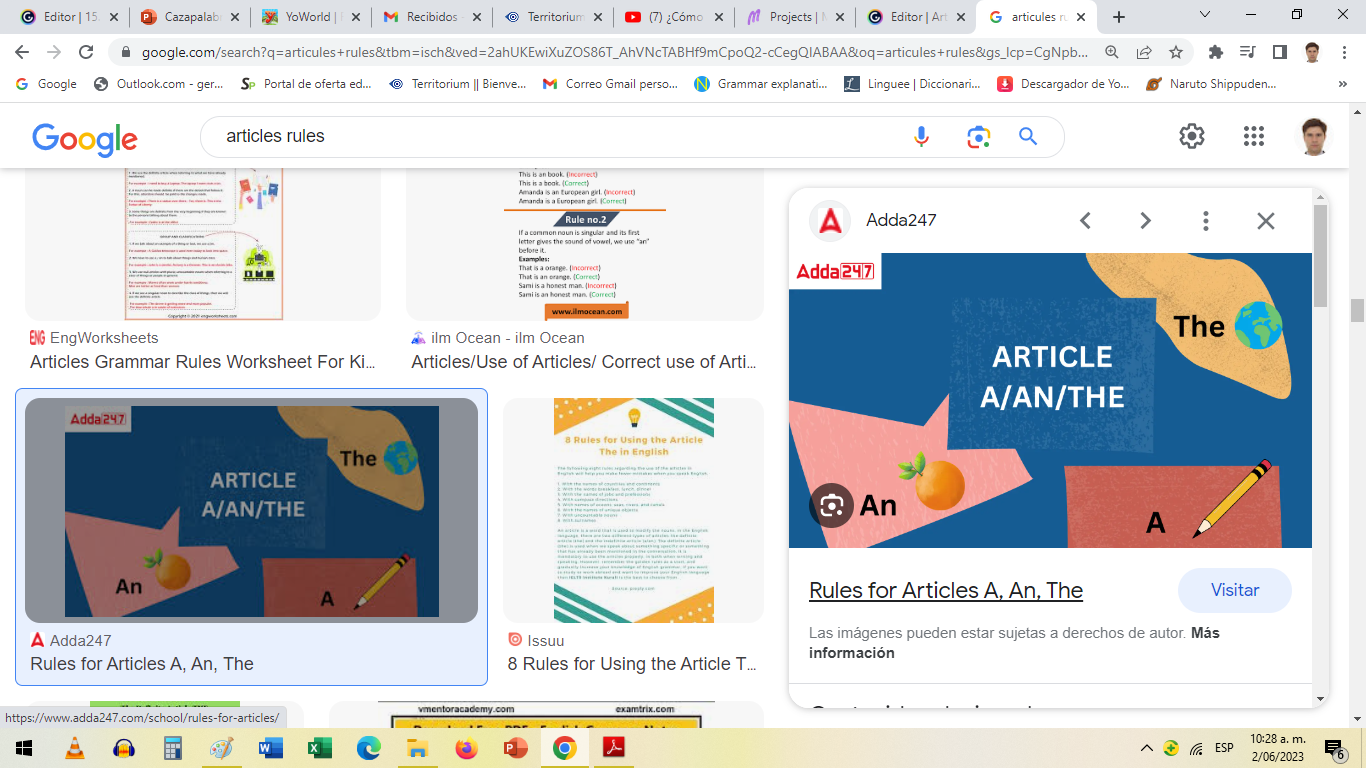 Articles rules | Genially