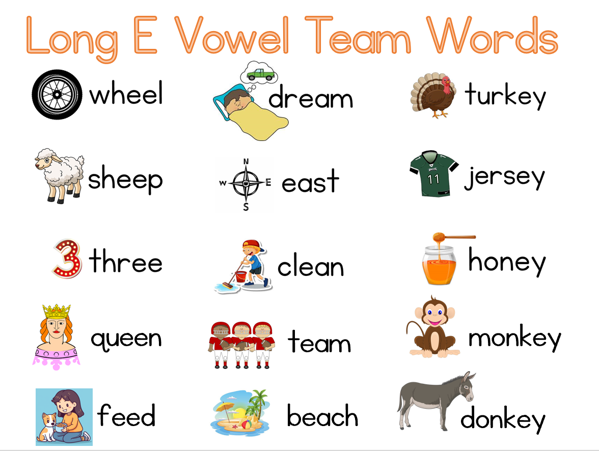 Long E Vowel Teams Comets Reading Shelf