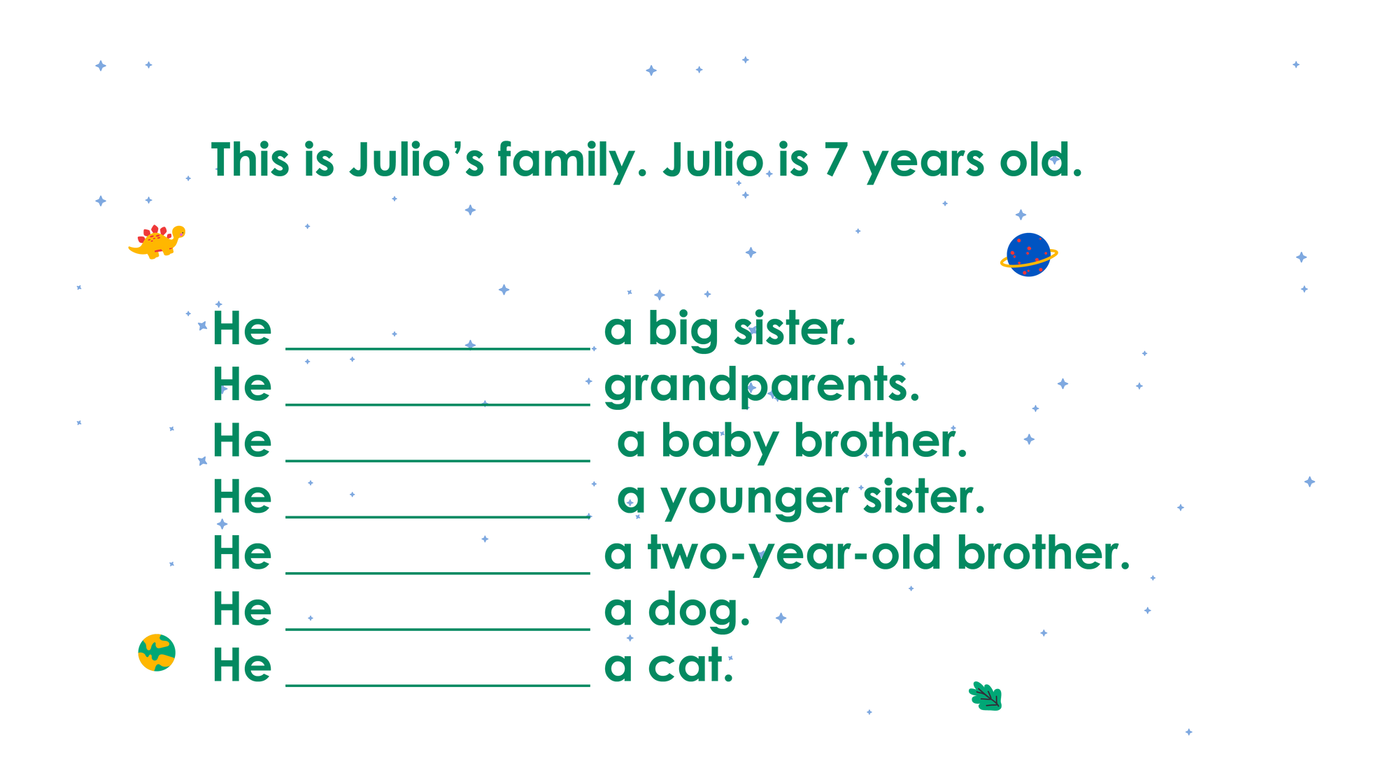 Complete the Sentences | Family | Genially