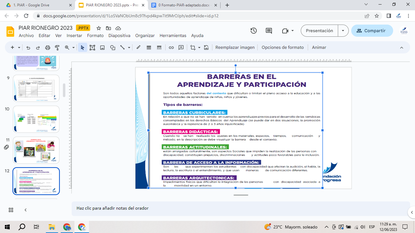 PIAR y Barreras | Genially