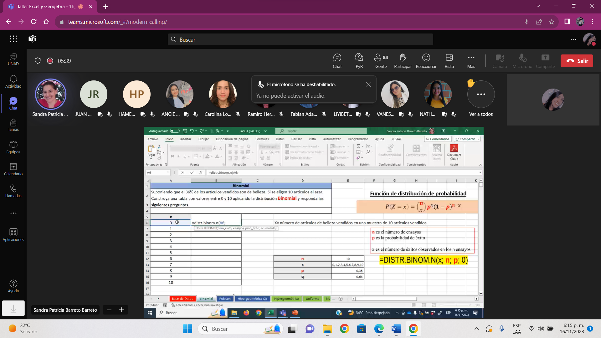 taller de excel y geogebra | Genially