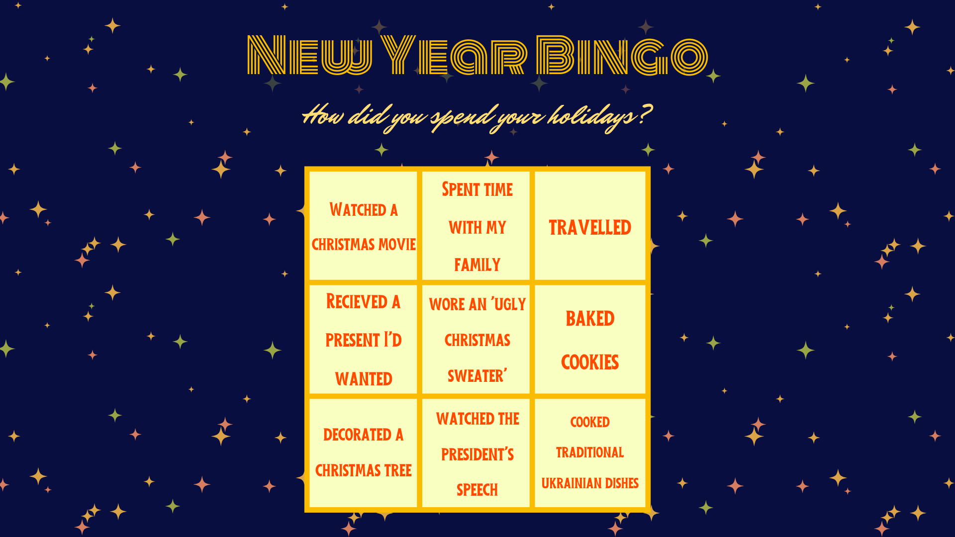 New Year Bingo