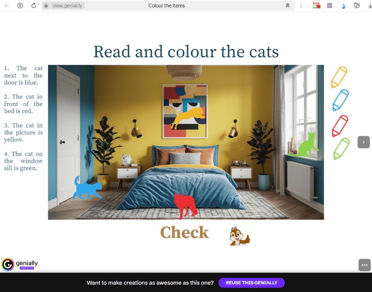 Colour the items | Genially