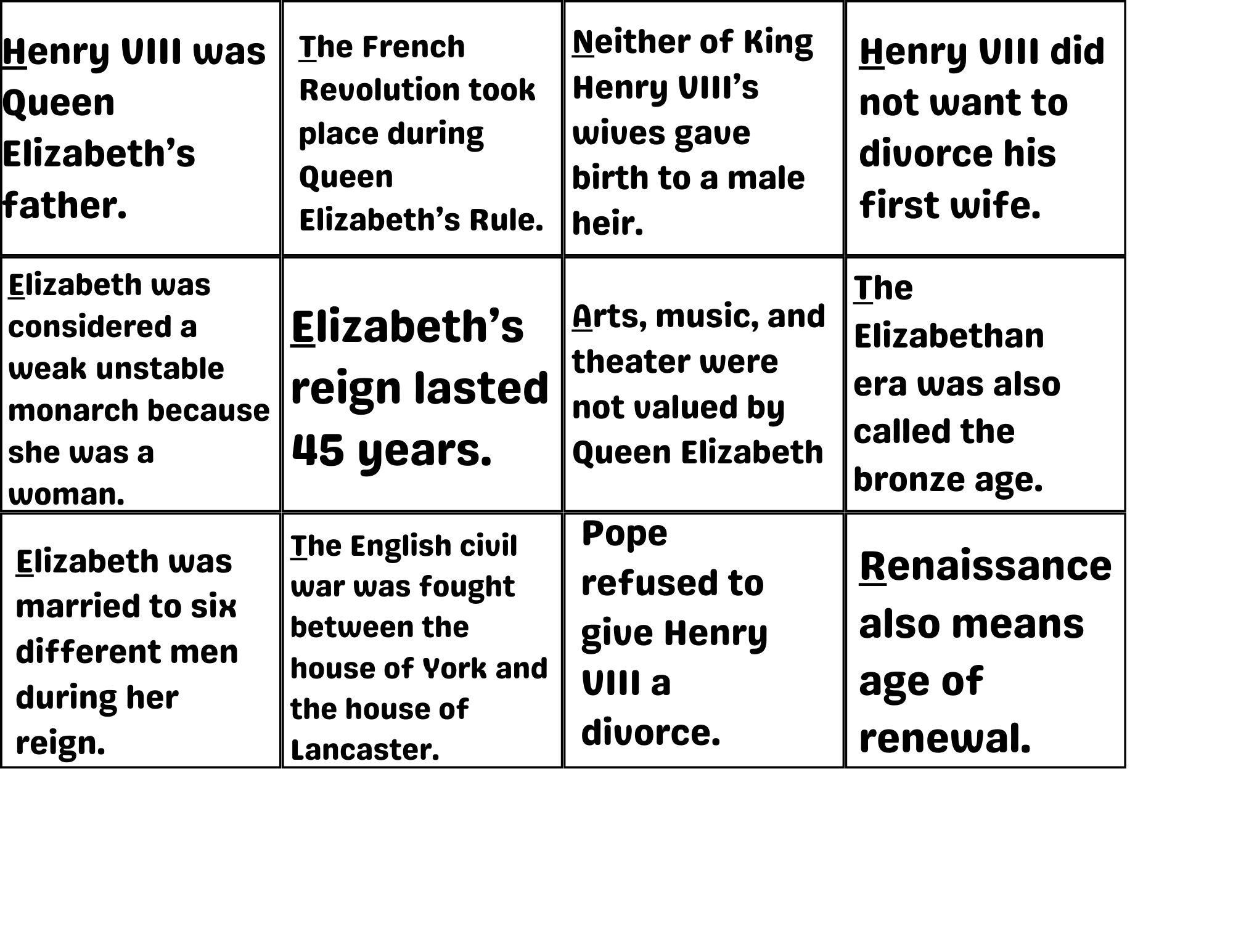 Elizabethan Era Matching