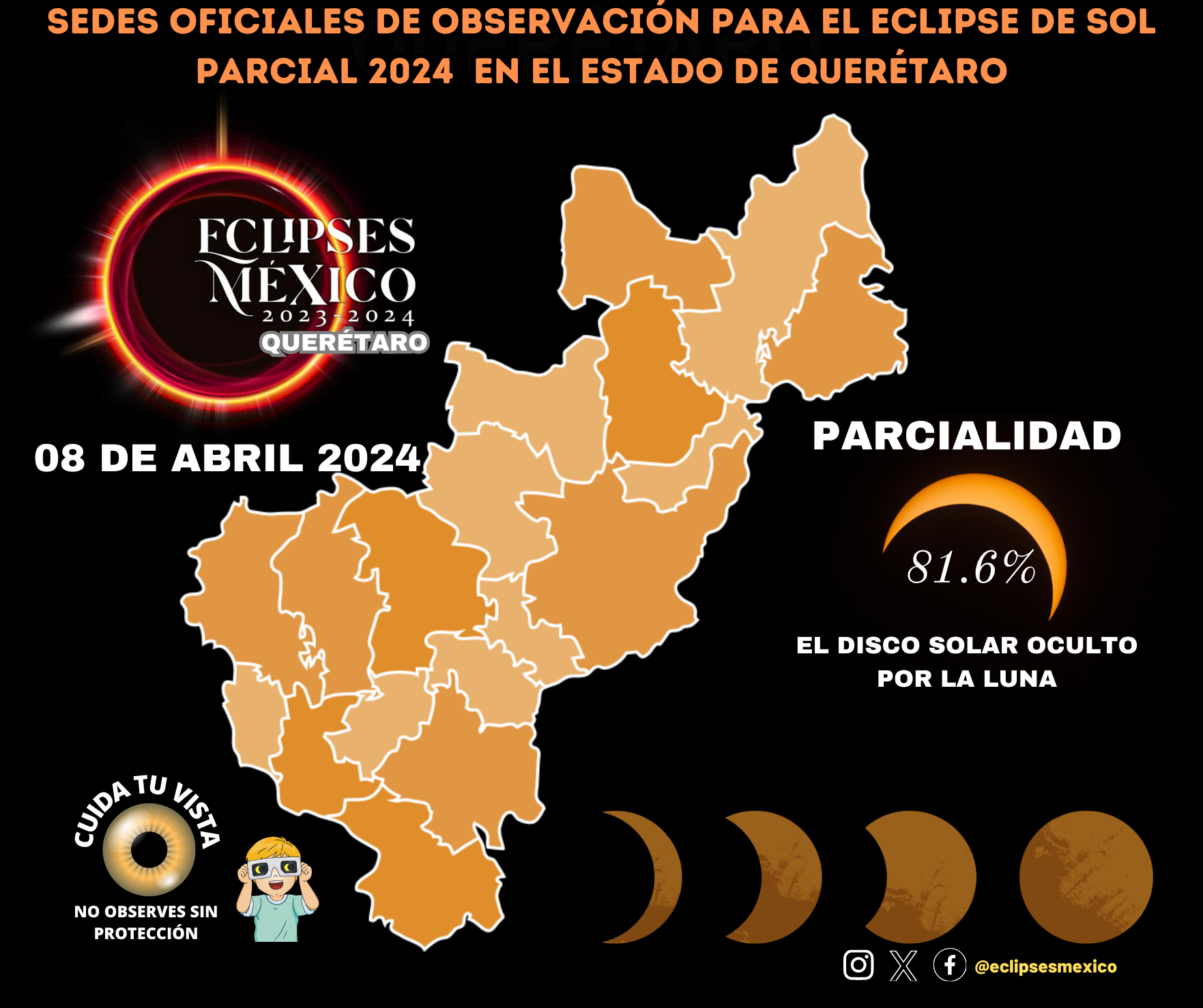 MAPA DE SEDES OFICIALES DE ECLIPSE 2024 QRO. | Genially